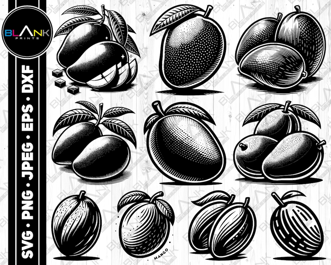 Mango Bundle Svg Png Jpeg Eps Dxf Bundle Silhouette Clipart Cricut ...