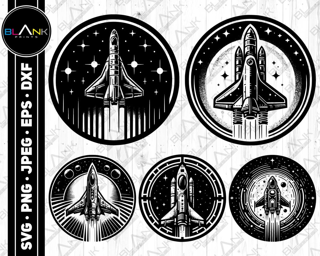 Spaceship Vector Bundle, Engrave Clipart, Laser Cut File (svg, Png, Jpg ...