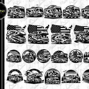 Rv Camper Bundle Svg Png Jpeg Eps Dxf Bundle Silhouette Cricut ...