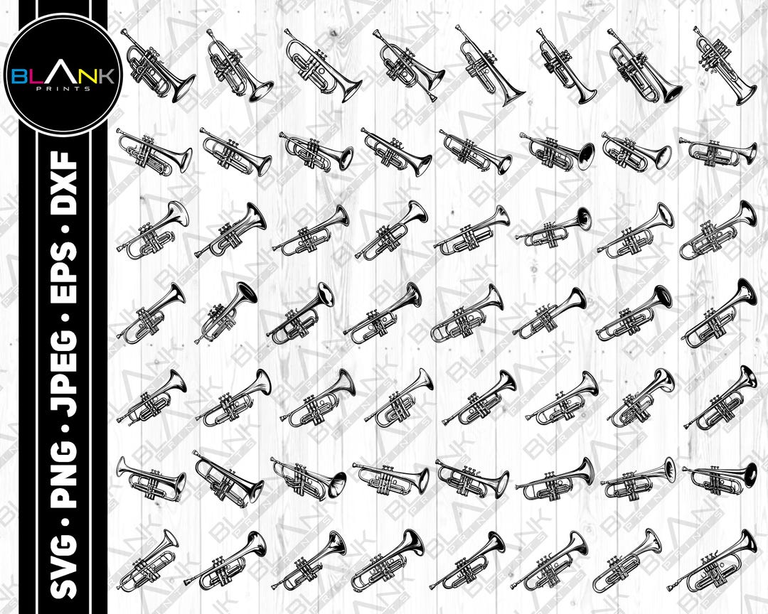 Trumpet Bundle Svg Png Jpeg Eps Dxf Bundle Silhouette Clipart Cricut ...