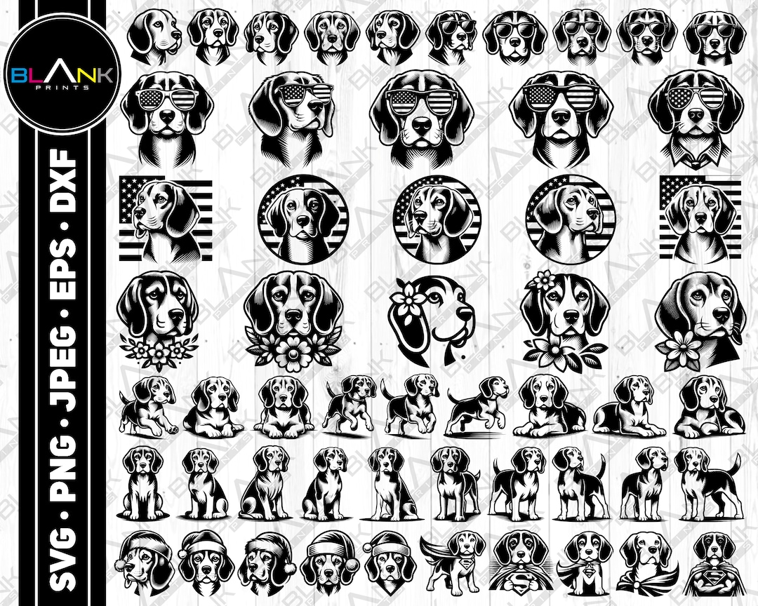 Beagle Bundle Svg Png Jpeg Eps Dxf Bundle Silhouette Cricut Commercial ...