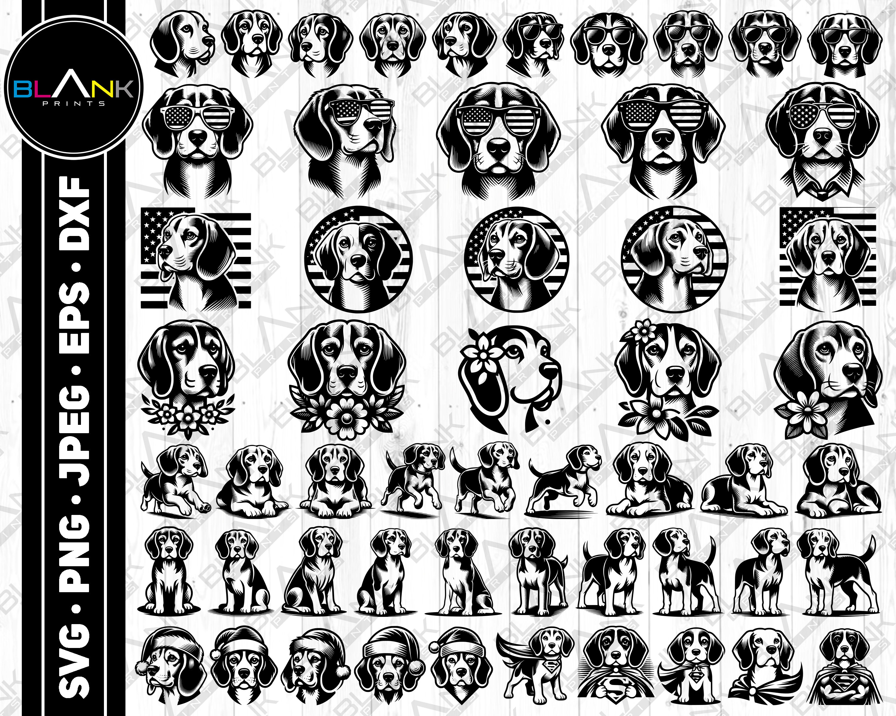 Beagle Bundle Svg Png Jpeg Eps Dxf Bundle Silhouette Cricut Commercial ...