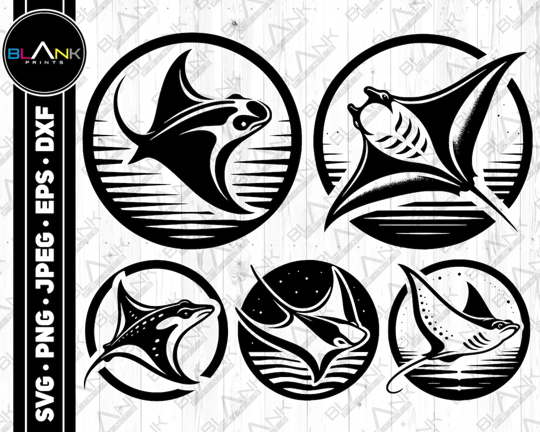 Manta Ray Bundle Svg Png Jpg Eps Dxf Engrave Silhouette Clipart Cricut ...