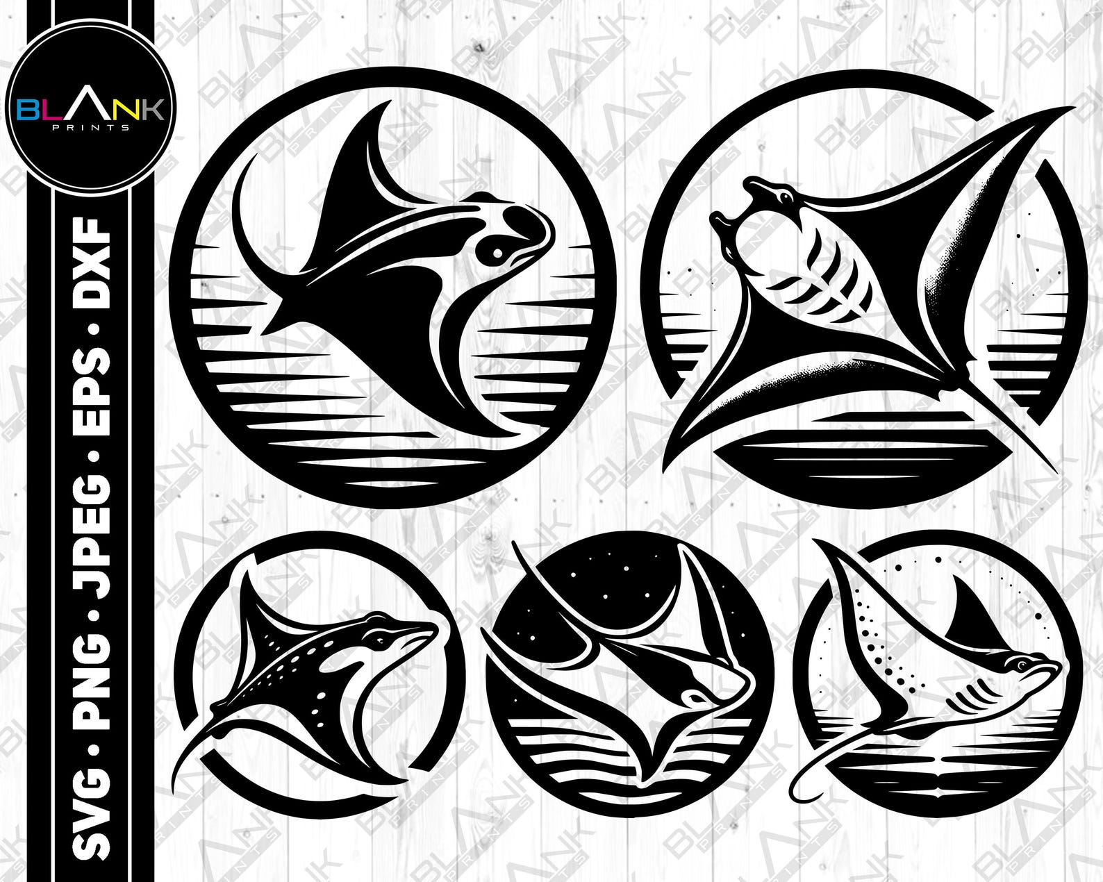 Manta Ray Bundle Svg Png Jpg Eps Dxf Engrave Silhouette Clipart Cricut ...