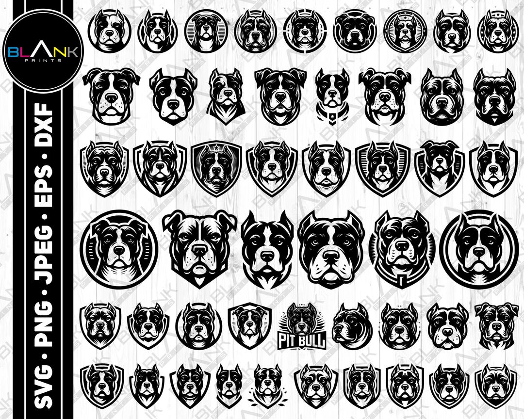 Pitbull Emblem Bundle, Vector Dog Clipart (svg, Png, Jpg, Eps, Dxf) - Etsy