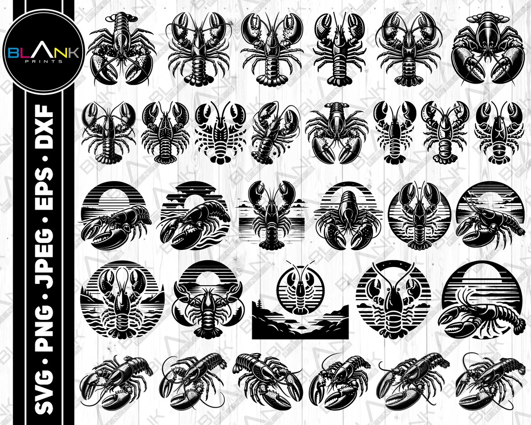 Lobster Bundle Svg Png Jpeg Eps Dxf Bundle Silhouette Clipart Cricut ...