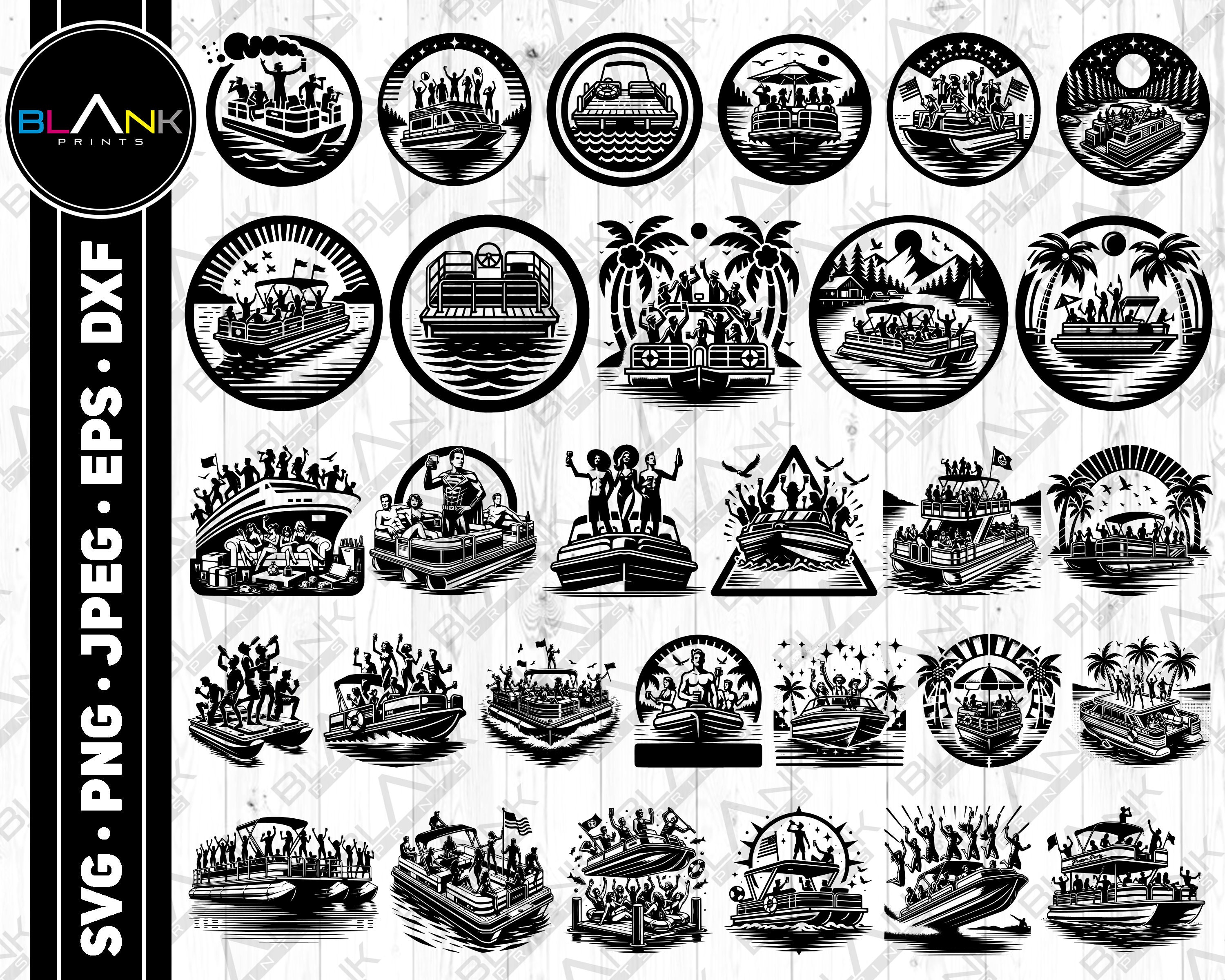 Pontoon Party Bundle Svg Png Jpeg Eps Dxf Bundle Silhouette Cricut ...