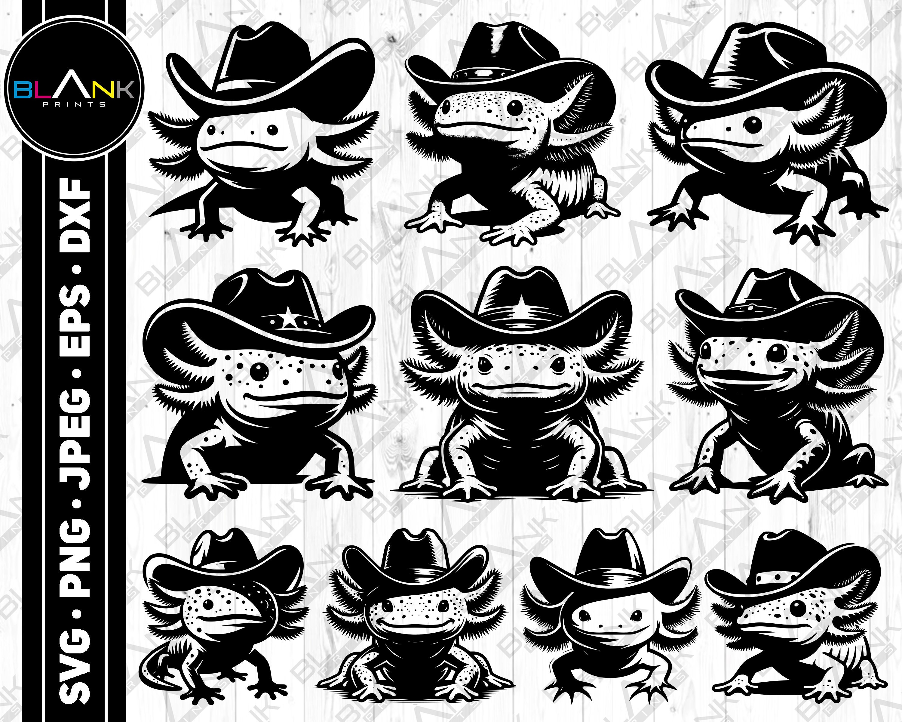 Axolotl Cowboy Bundle Svg Png Jpeg Eps Dxf Bundle Silhouette Cricut ...