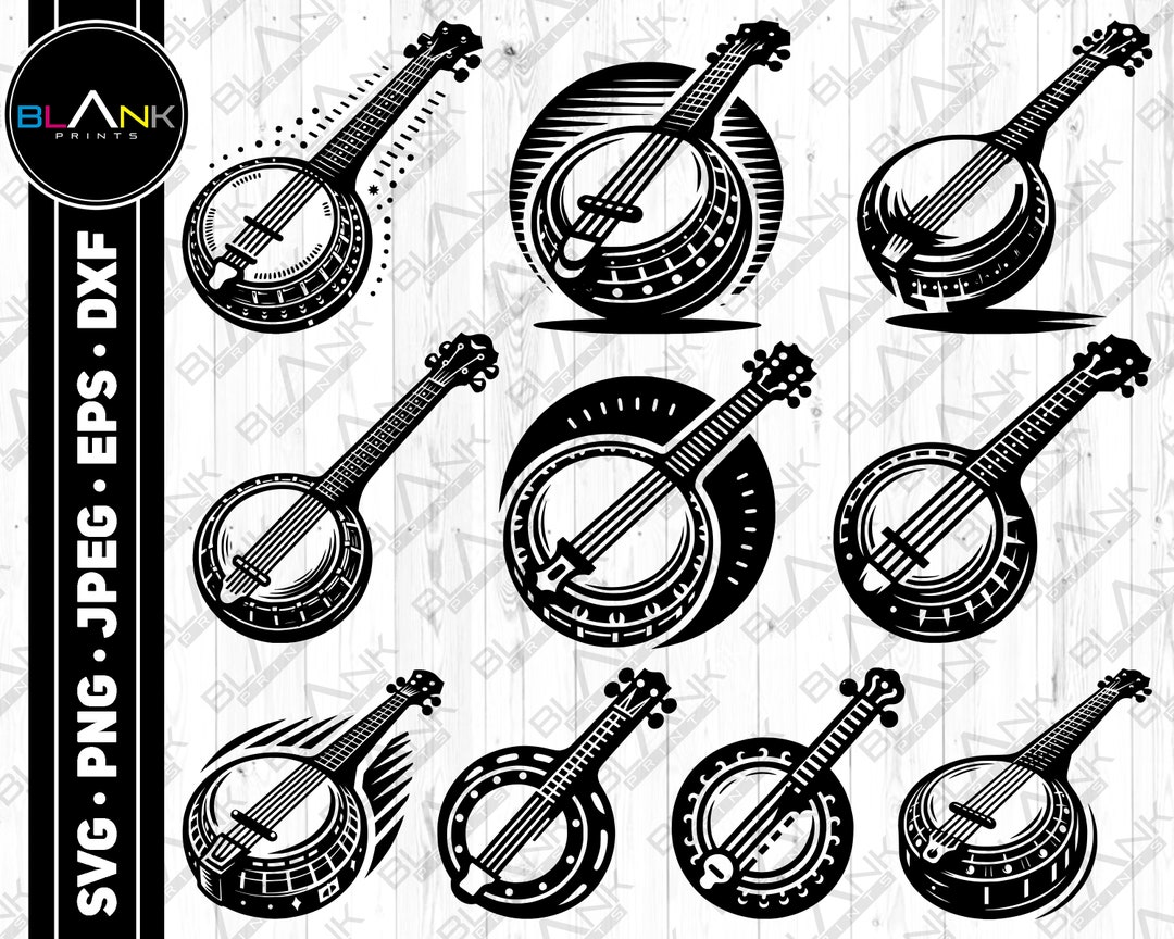 Banjo Bundle Svg Png Jpeg Eps Dxf Bundle Silhouette Clipart Cricut ...
