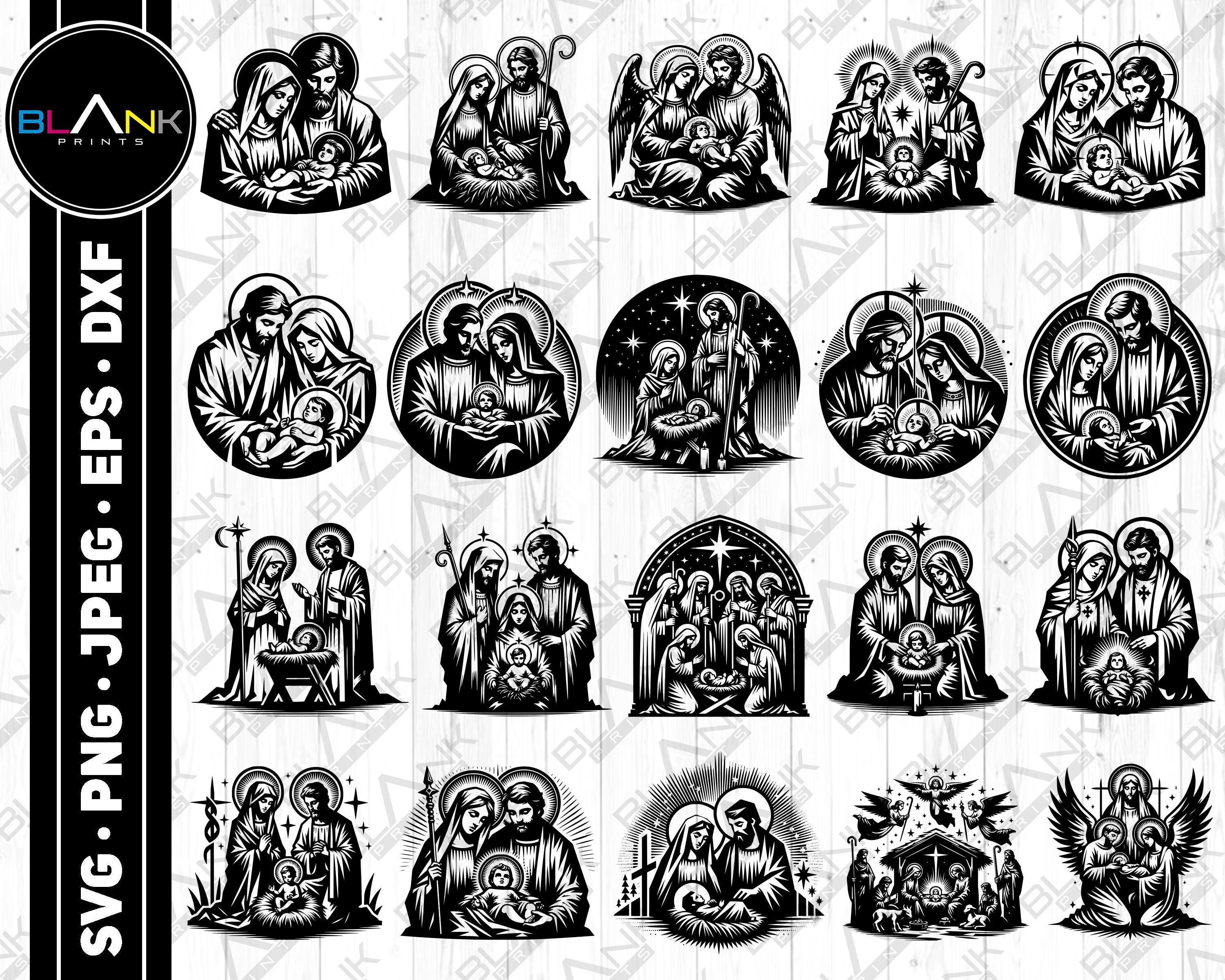 Nativity Family SVG Bundle: Christmas Holy Family Clipart (digital ...