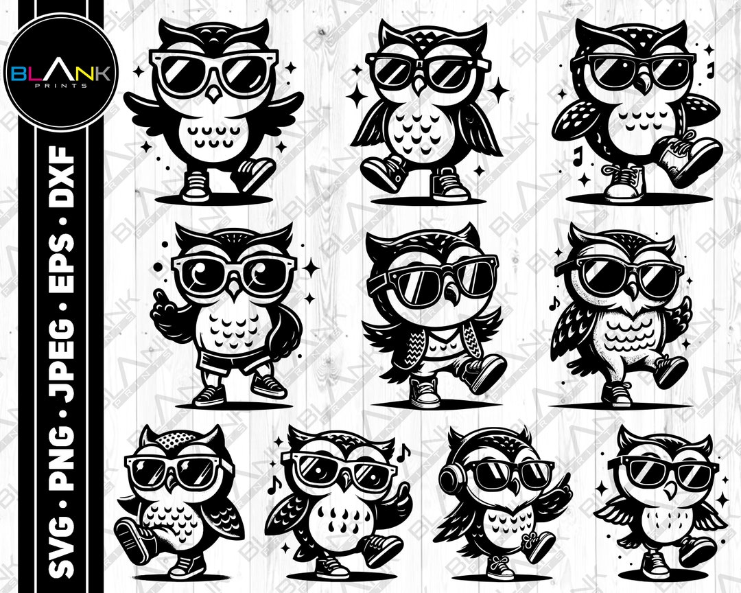 Cute Owl Dancing Bundle Svg Png Jpeg Eps Dxf Bundle Silhouette Clipart ...