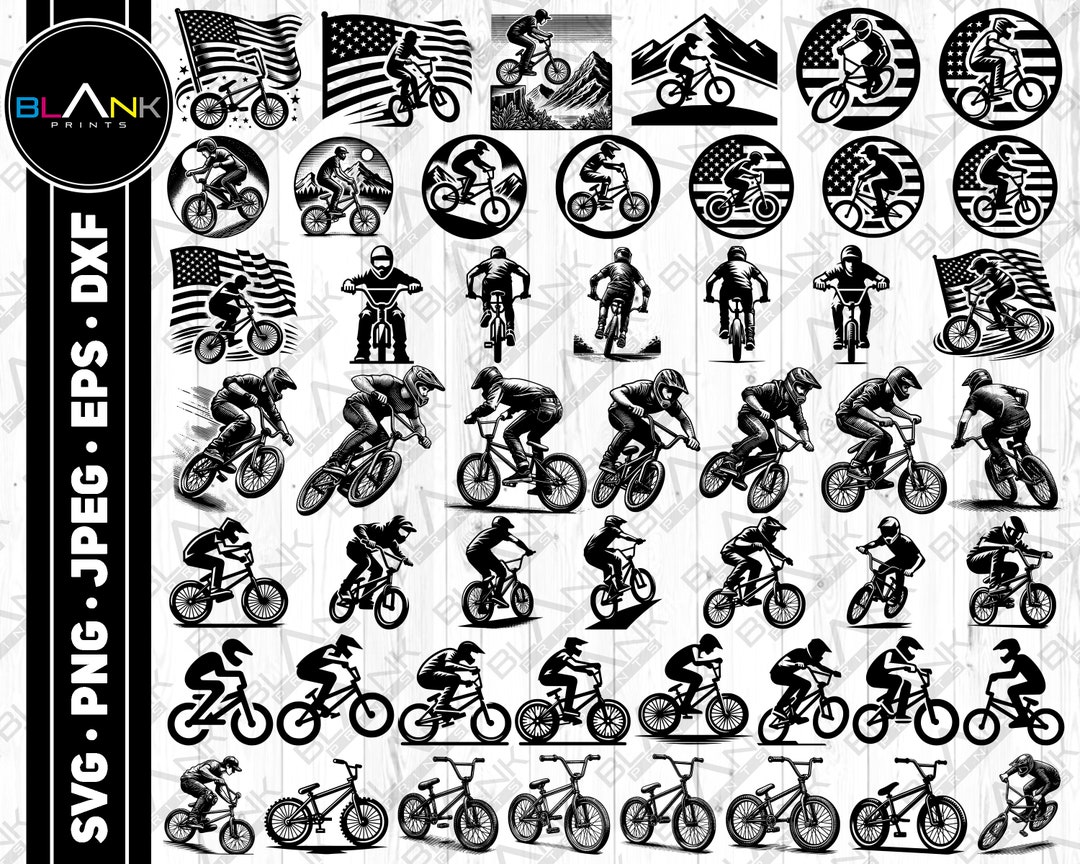 Bmx Bike Bundle Svg Png Jpeg Eps Dxf Bundle Silhouette Cricut ...