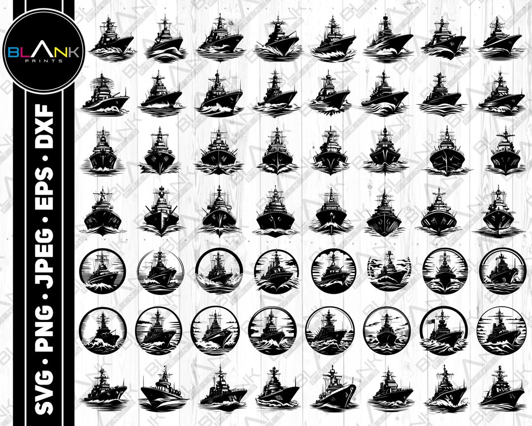 Destroyer Ship Bundle Svg Png Jpeg Eps Dxf Bundle Silhouette Clipart ...