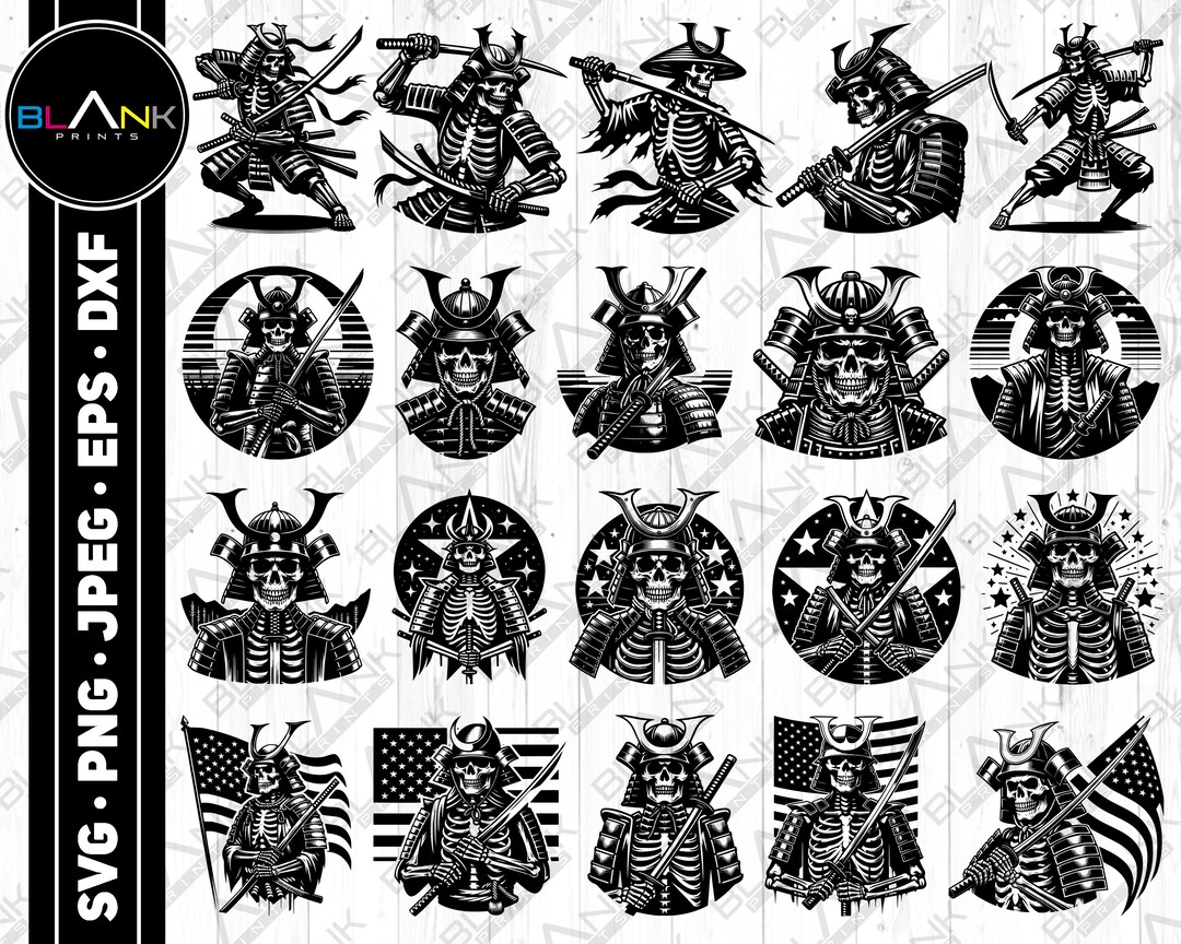 Skeleton Samurai Vector Bundle (svg, Png, Jpg, Eps, Dxf) - Etsy