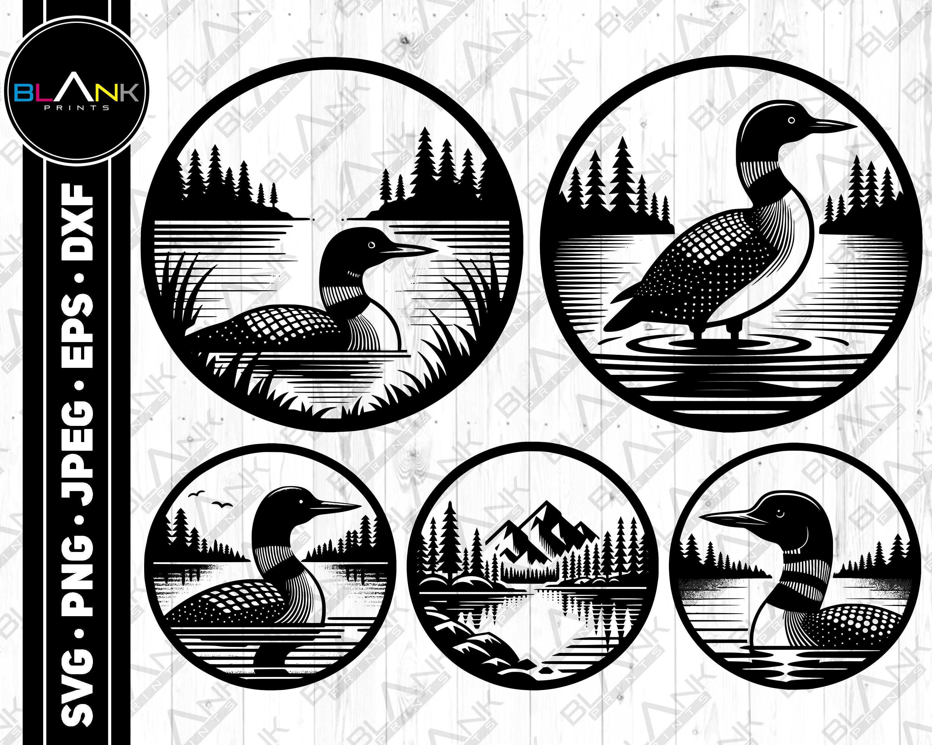 Loon Lake Bird Bundle Svg Png Jpeg Eps Dxf Engrave Silhouette Clipart ...