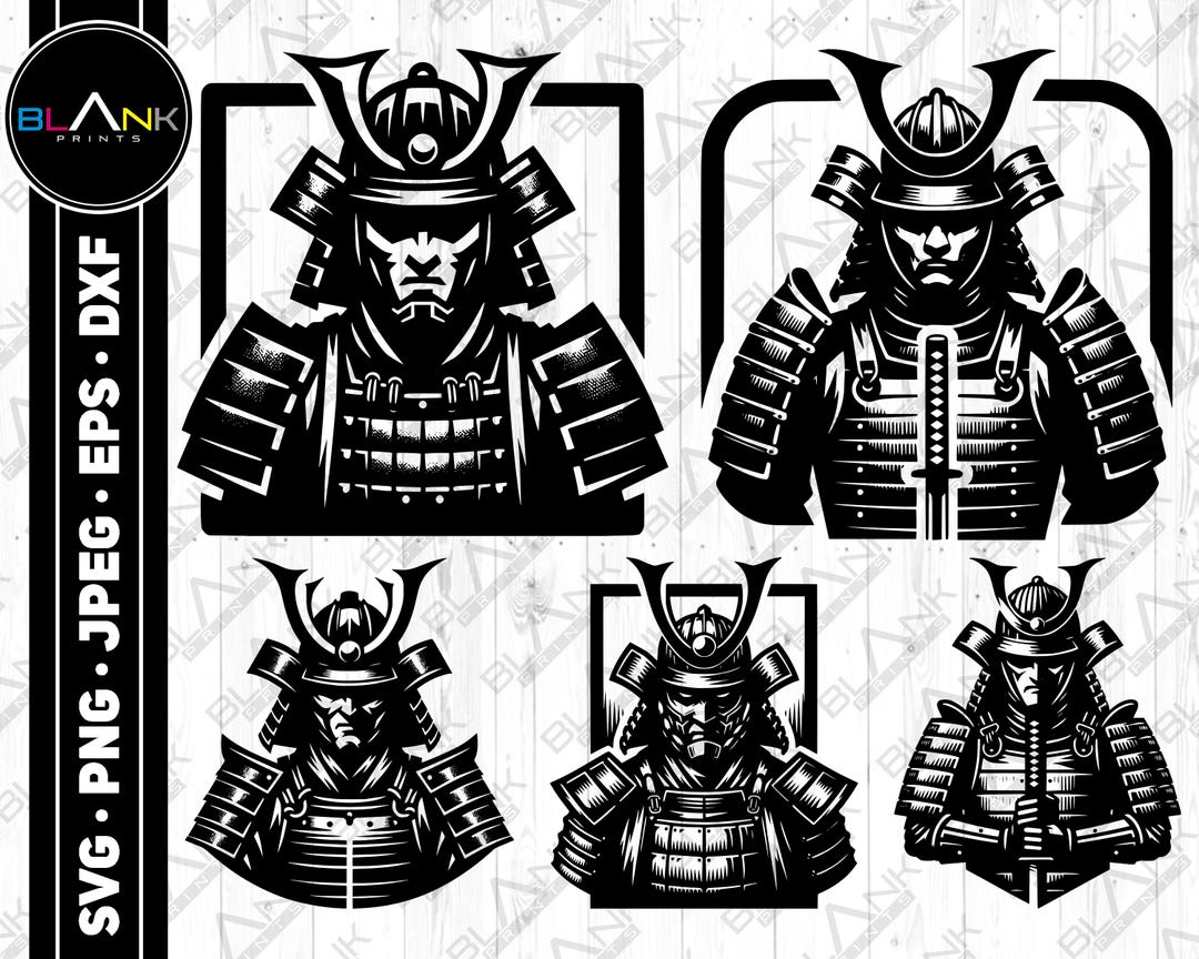 Samurai Bundle Svg Png Jpg Eps Dxf Engrave Silhouette Clipart Cricut ...