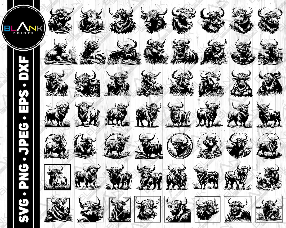 Highland Cow SVG Bundle: Clipart, Vector Graphics (commercial Use ...