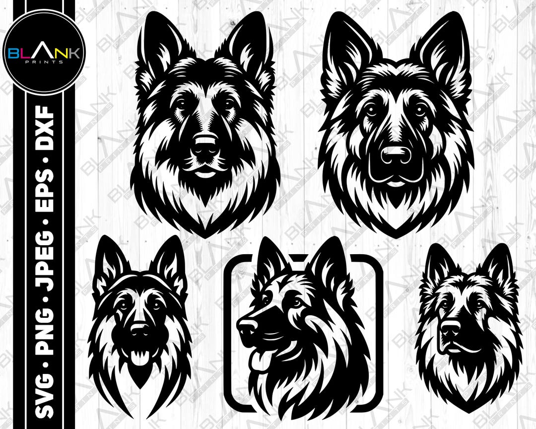 German Shepherd Vector Art Bundle (svg, Png, Eps, Jpg, Dxf) (digital ...
