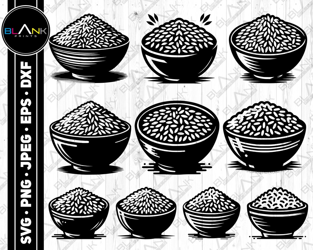 Bowl of Rice Bundle Svg Png Jpeg Eps Dxf Bundle Silhouette Clipart ...