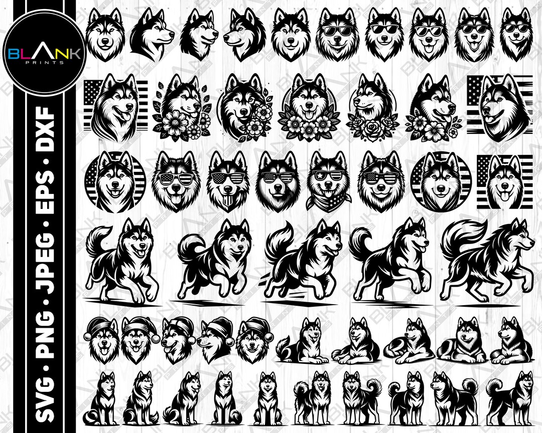 Husky Bundle Svg Png Jpeg Eps Dxf Bundle Silhouette Cricut Commercial ...