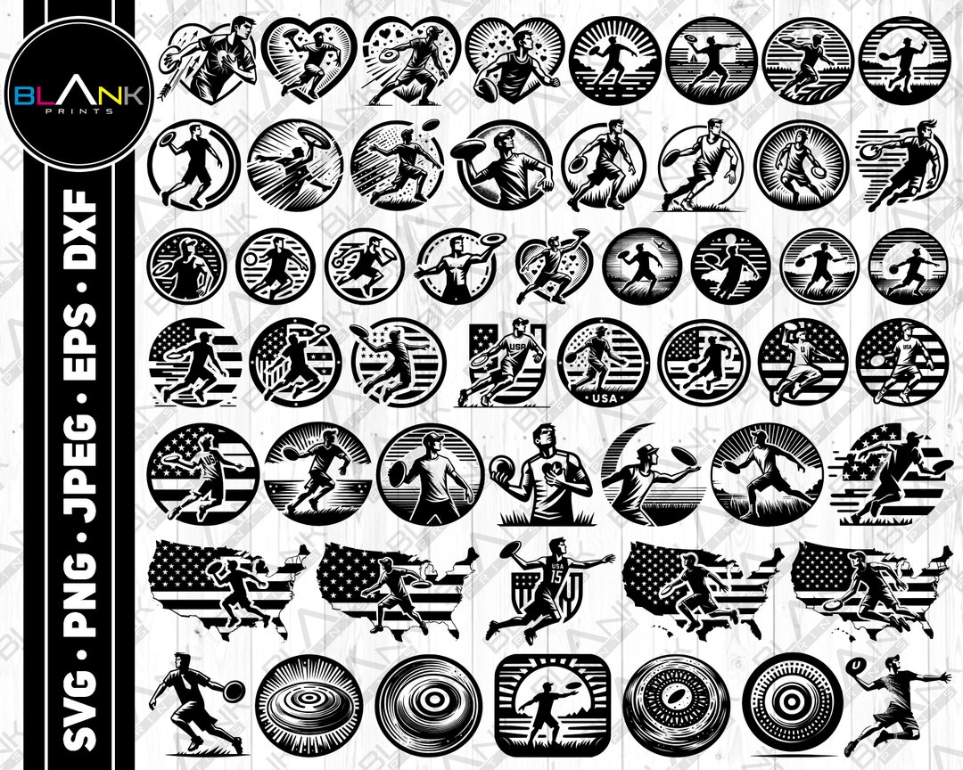 Ultimate Frisbee Bundle Svg Png Jpeg Eps Dxf Bundle Silhouette Cricut ...