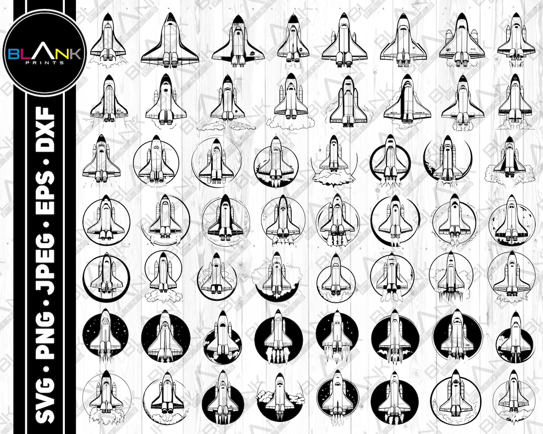 Space Shuttle Bundle Svg Png Jpeg Eps Dxf Bundle Silhouette Cricut ...