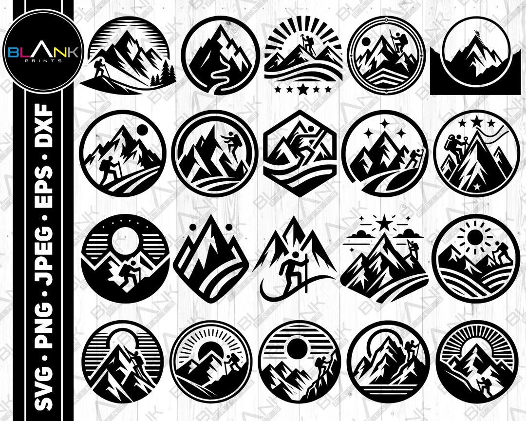 Mountain Climbing Bundle Svg Png Jpeg Eps Dxf Vector Bundle Silhouette ...