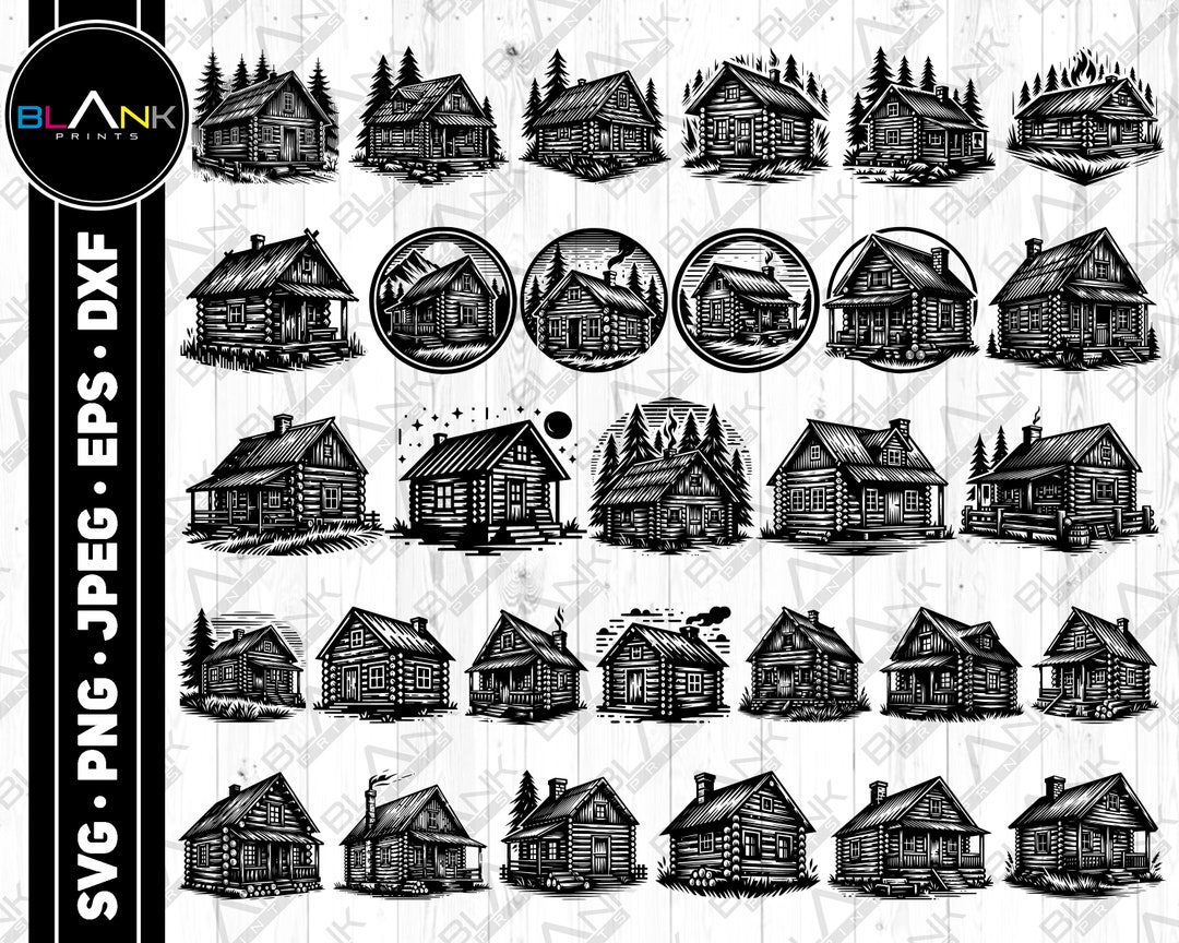 Rustic Cabin Bundle Svg Png Jpeg Eps Dxf Bundle Silhouette Cricut ...