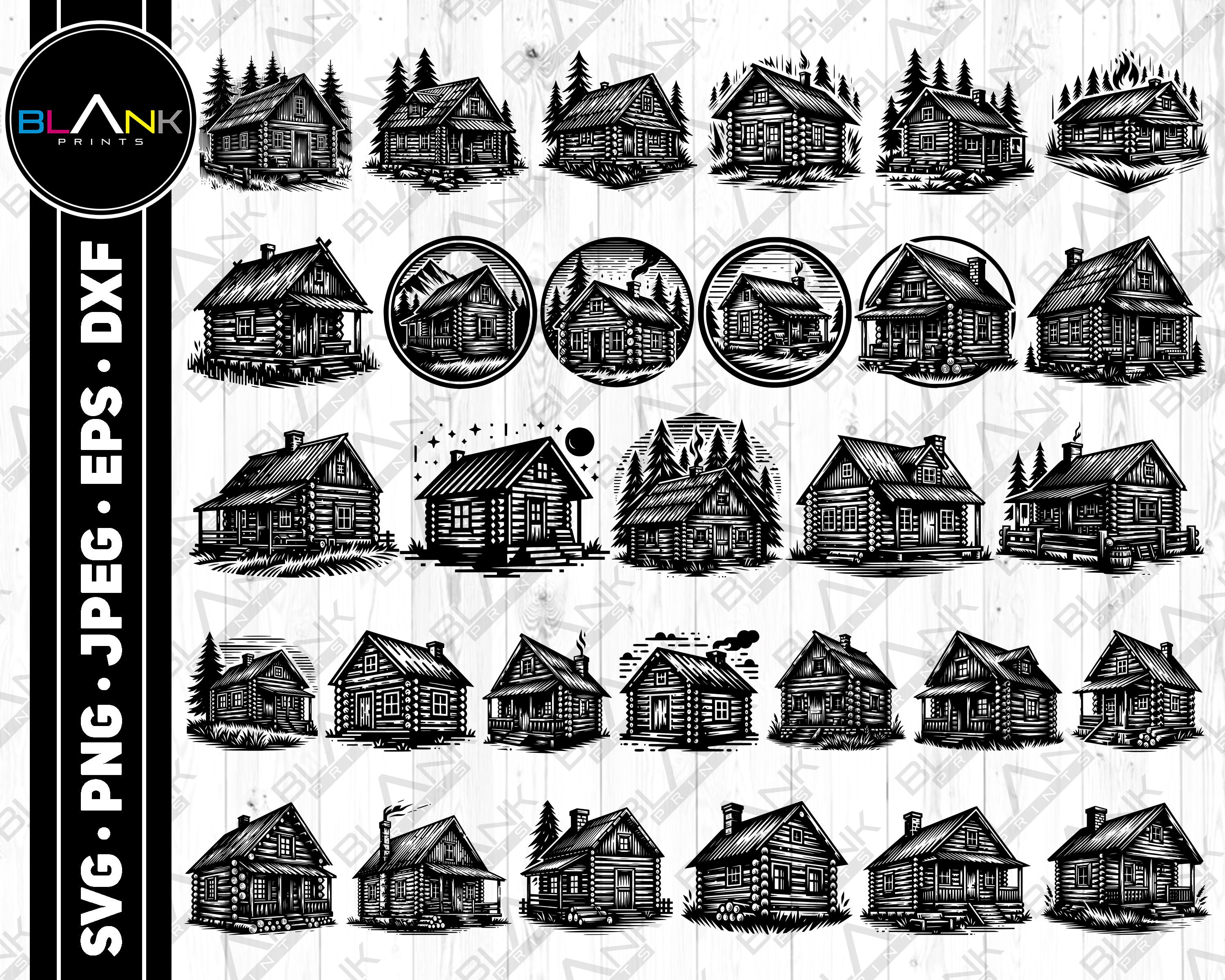 Rustic Cabin Bundle Svg Png Jpeg Eps Dxf Bundle Silhouette Cricut ...