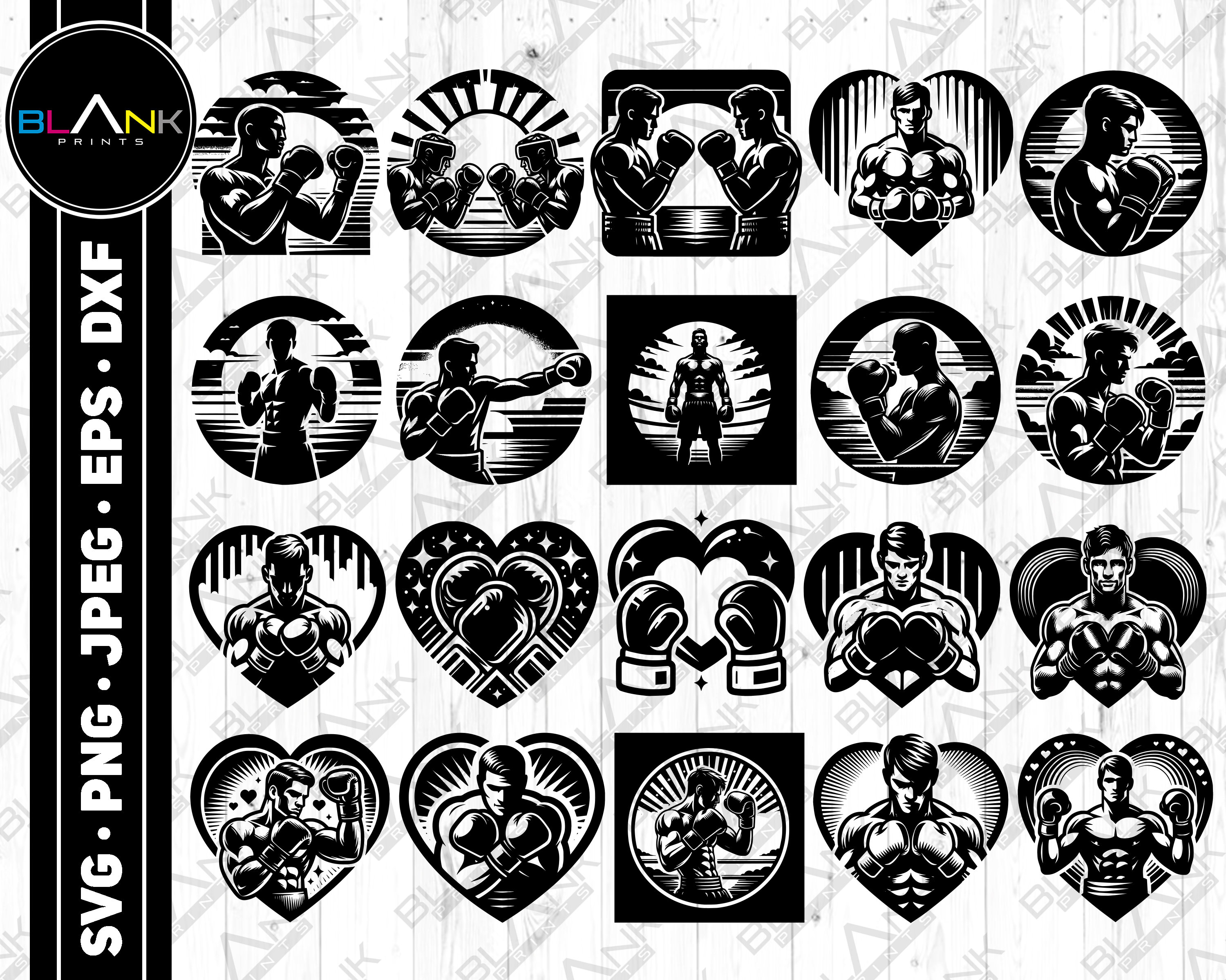 Boxing Bundle Svg Png Jpeg Eps Dxf Bundle Silhouette Cricut Commercial ...