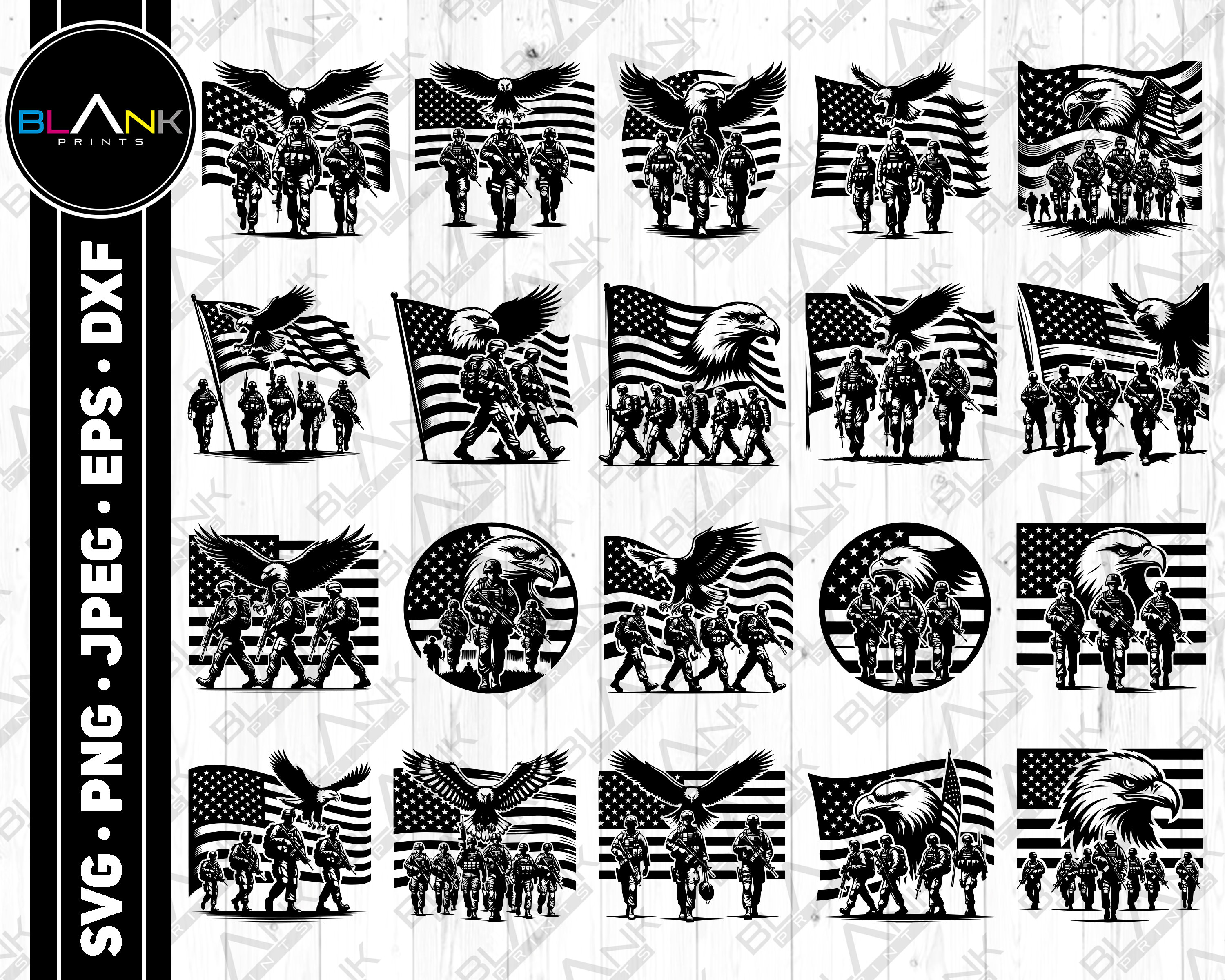 USA Soldier Vector Bundle, American Flag Eagle Clipart (svg, Png, Jpg ...