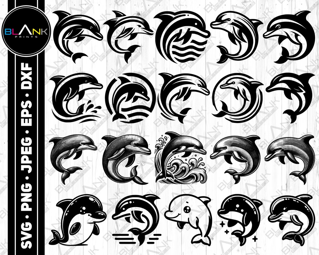 Dolphin Vector Bundle (svg, Png, Jpg, Eps, Dxf) Digital Download - Etsy