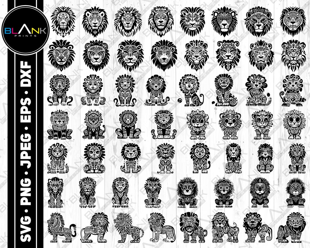 Taino Lion Bundle Svg Png Jpeg Eps Dxf Vector Bundle Silhouette Cricut ...