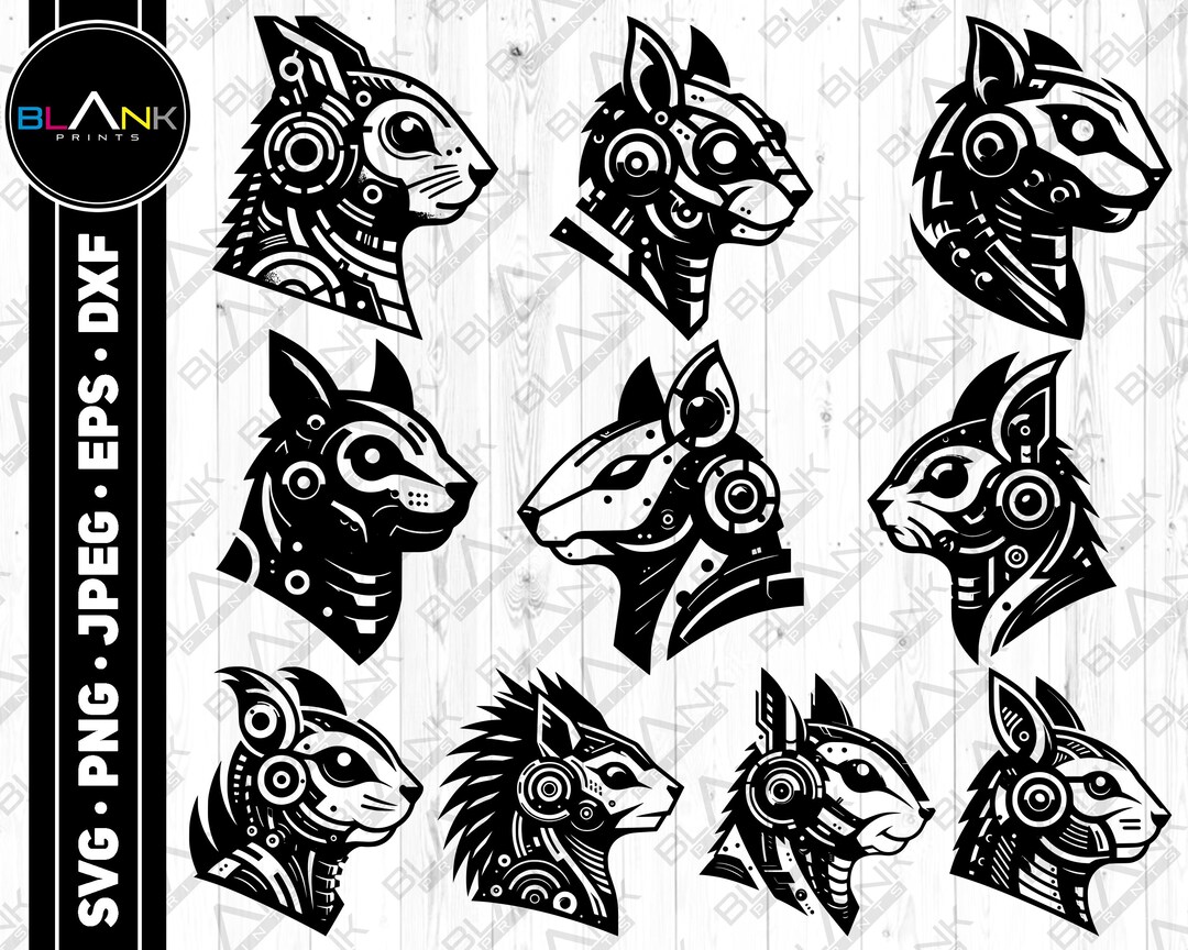 Robotic Squirrel Bundle Svg Png Jpeg Eps Dxf Bundle Silhouette Clipart ...