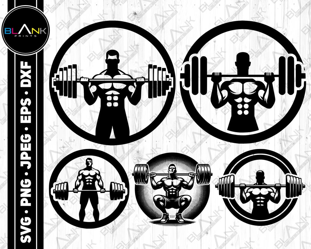 Weightlifting Bundle Svg Png Jpg Eps Dxf Engrave Silhouette Clipart ...
