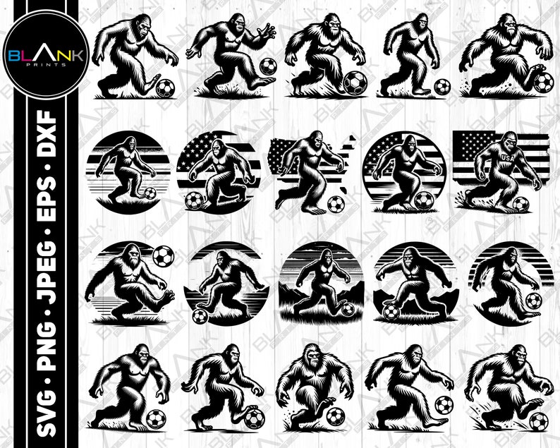 Bigfoot Soccer SVG Bundle: Silhouette Cricut Clipart (digital Download ...