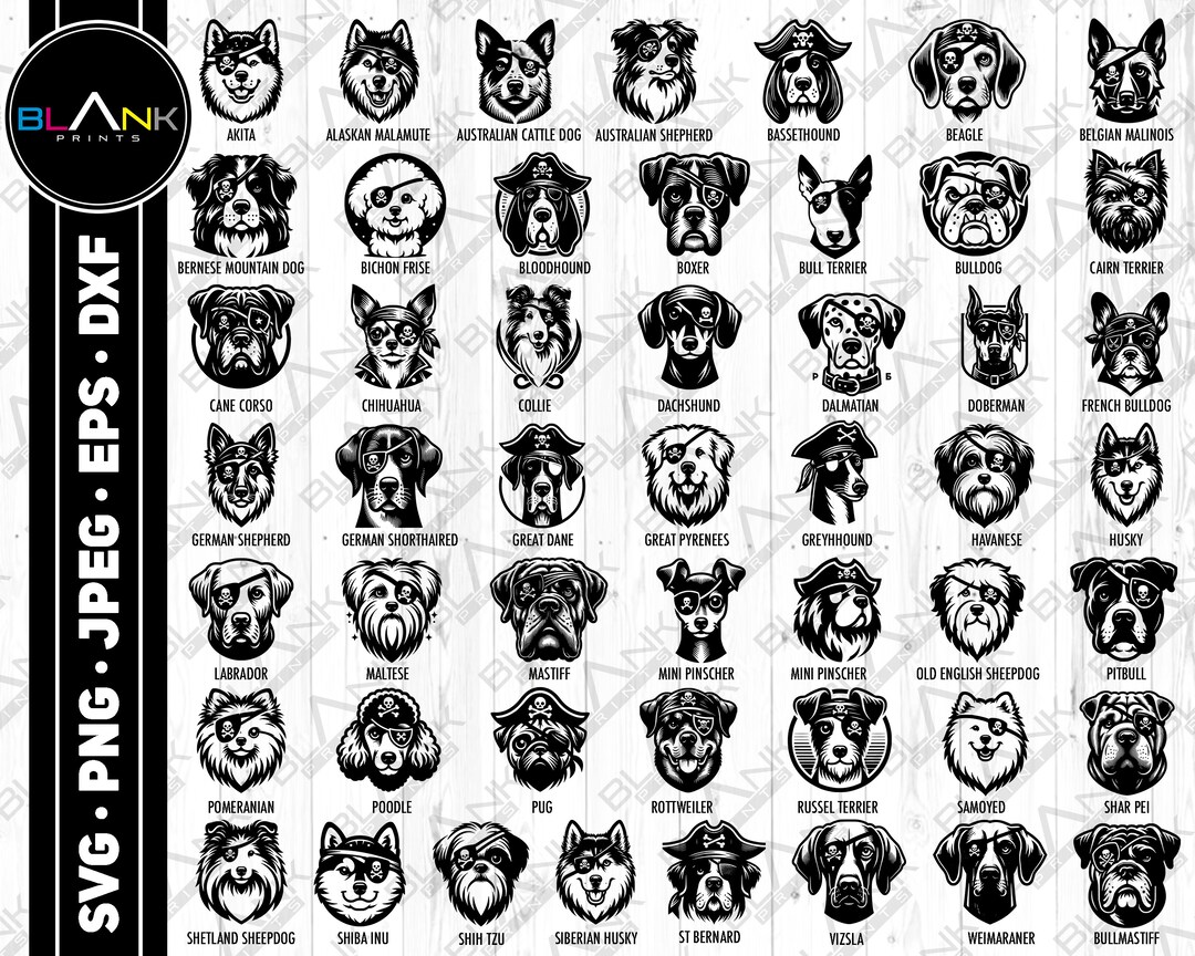 Pirate Dog Breeds SVG Bundle: Cricut & Silhouette (digital Download) - Etsy