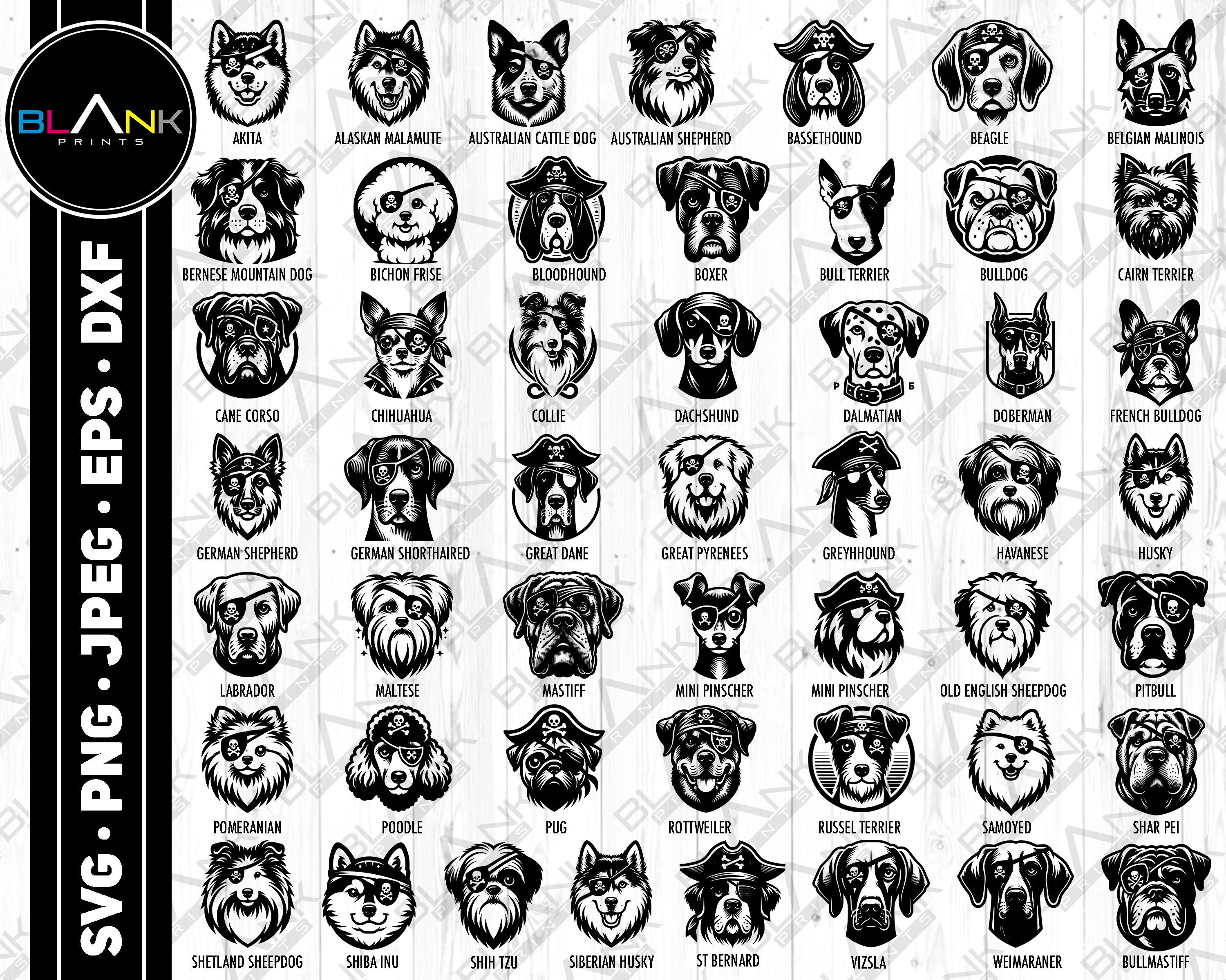 Pirate Dog Bundle Svg Png Jpeg Eps Dxf Bundle Silhouette Cricut ...