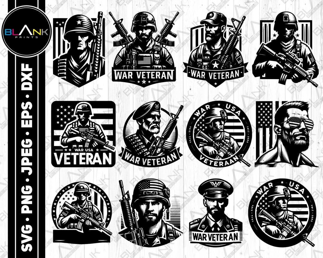 War Veterans Svg Bundle Svg Png Jpeg Eps Dxf Bundle Silhouette Cricut ...