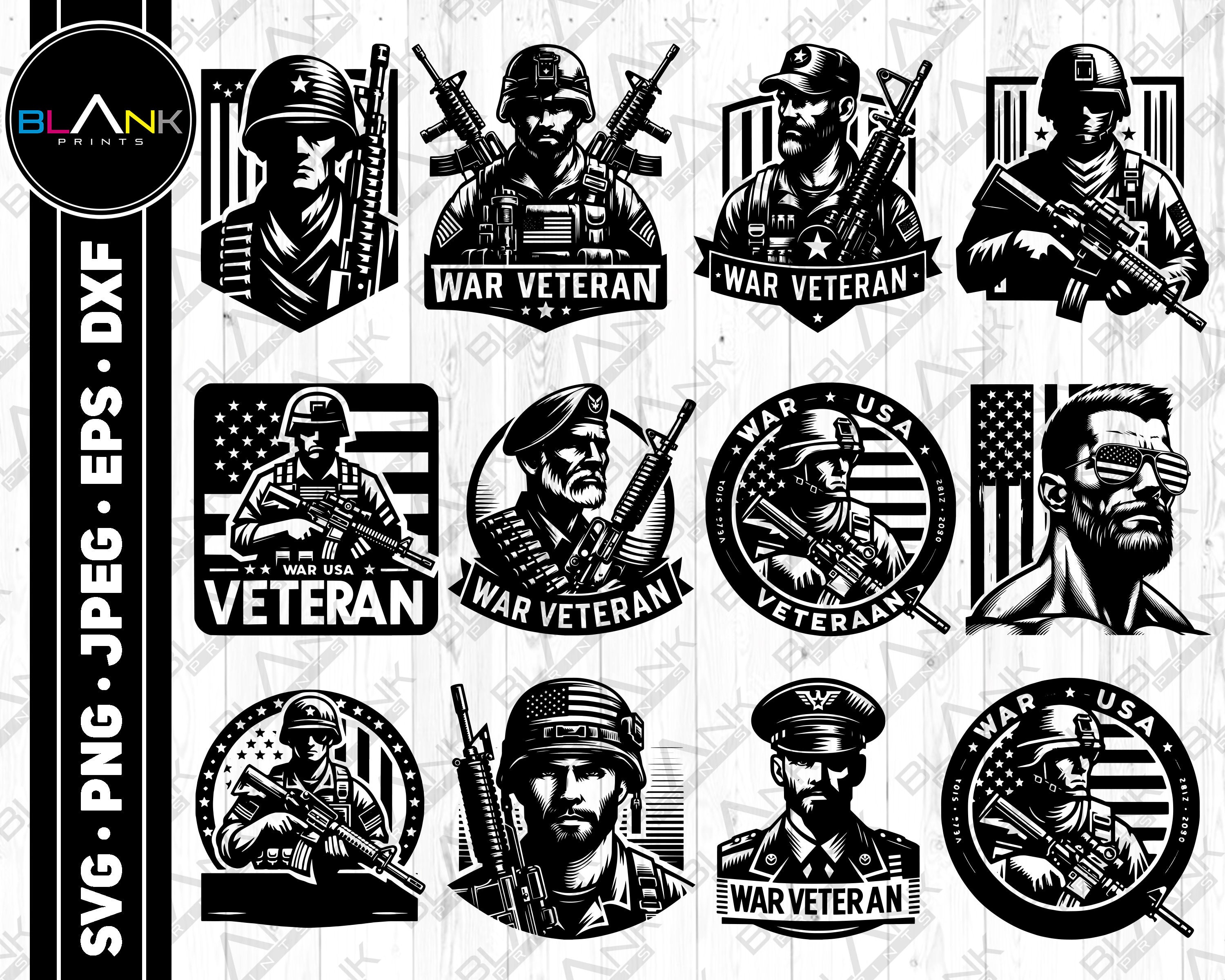 War Veterans Svg Bundle Svg Png Jpeg Eps Dxf Bundle Silhouette Cricut ...