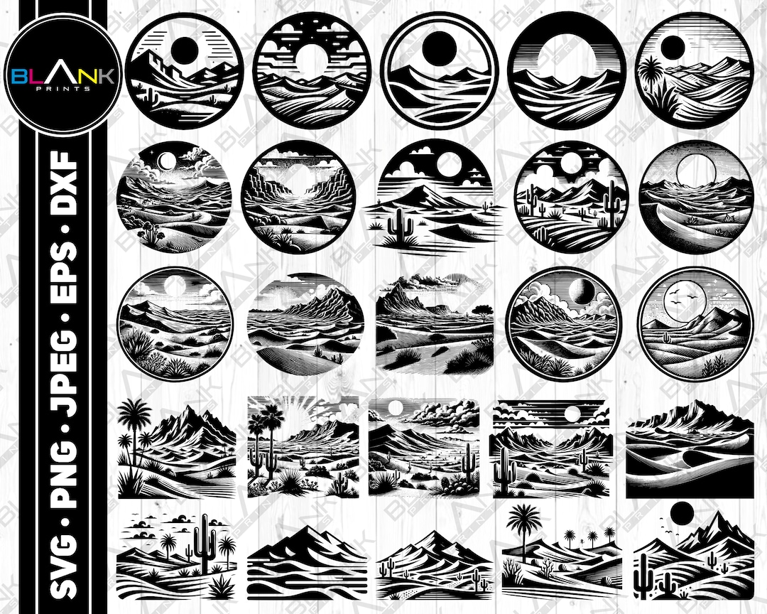Desert Landscape SVG Bundle: Sunset Scenery Graphics (digital Download ...