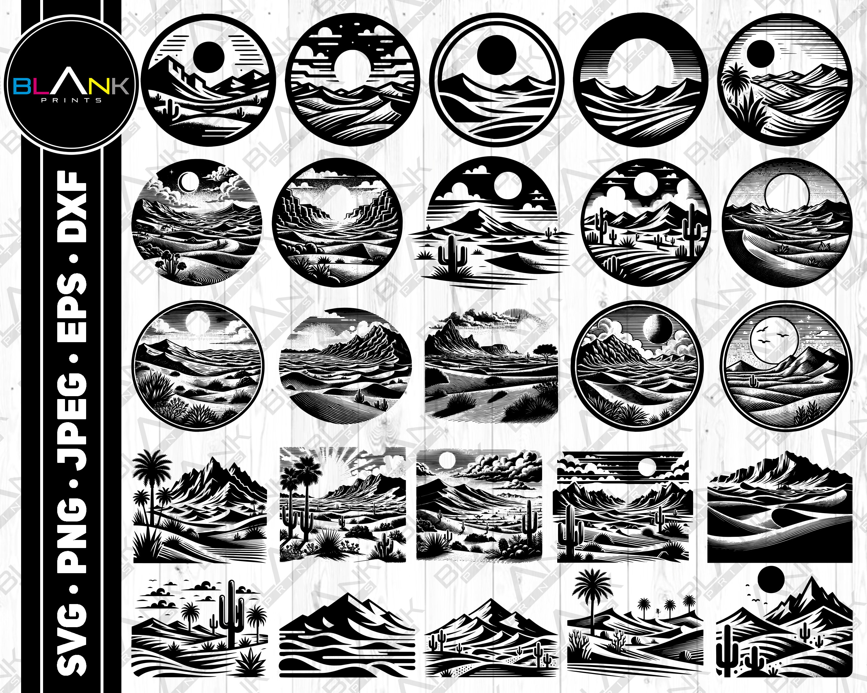 Desert Landscape SVG Bundle: Sunset Scenery Graphics (digital Download ...