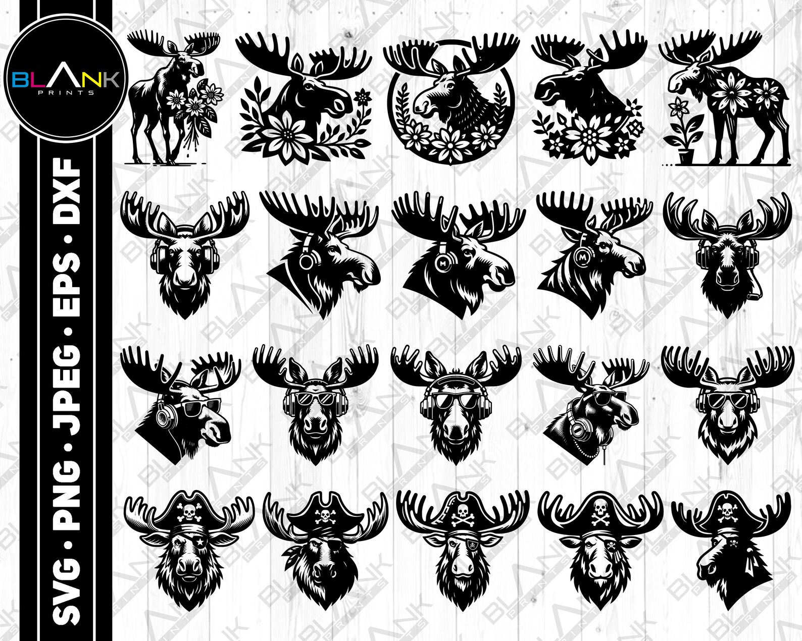 Moose Bundle Svg Png Jpeg Eps Dxf Vector Bundle Silhouette Cricut ...