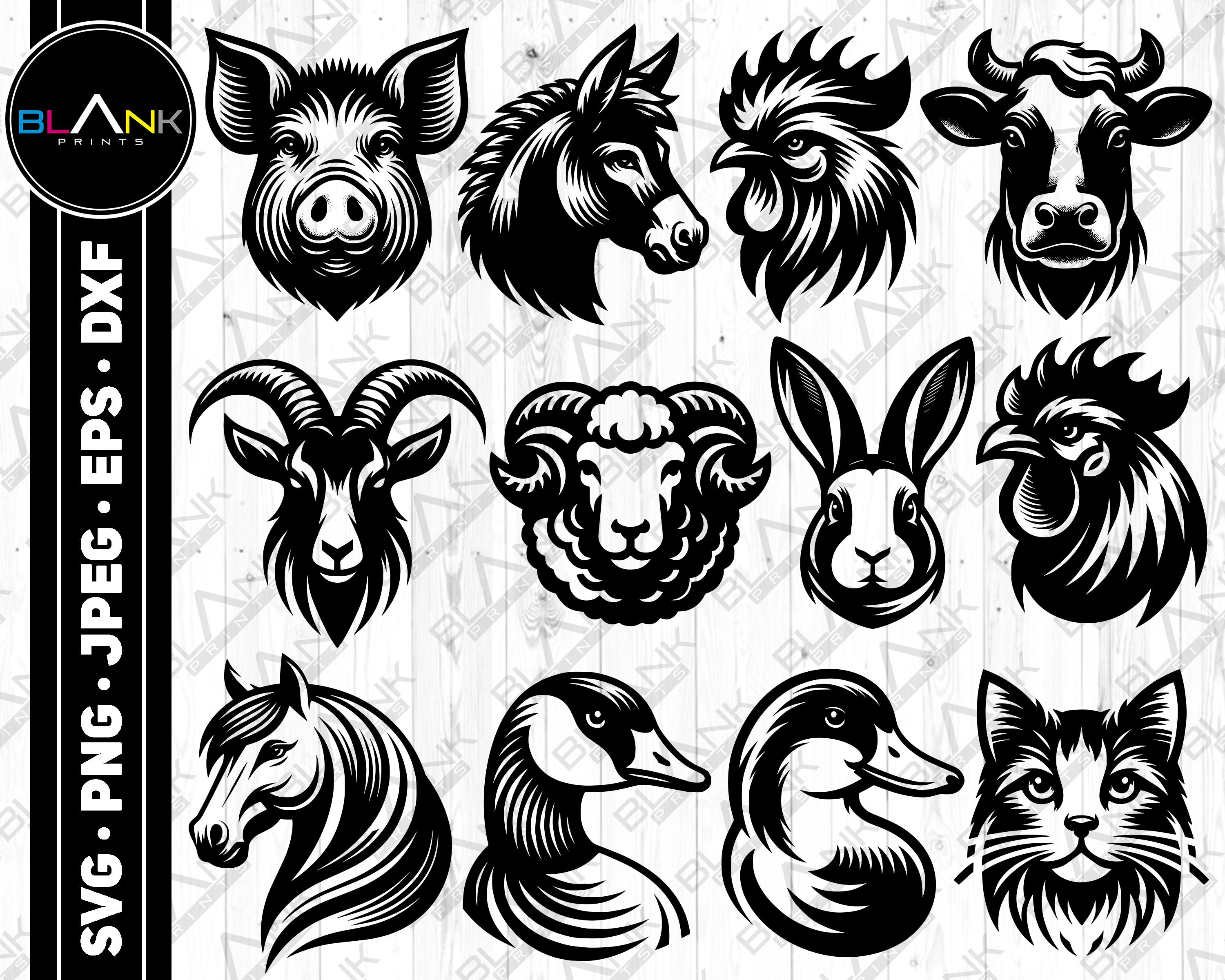 Farm Animals Mega Bundle (svg, Png, Jpg, Eps, Dxf) (digital Download ...