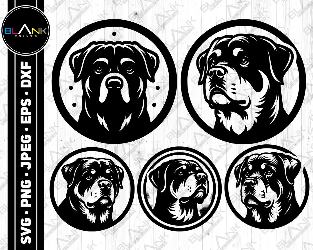 Rottweiler Bundle Svg Png Jpeg Eps Dxf Engrave Silhouette Clipart ...