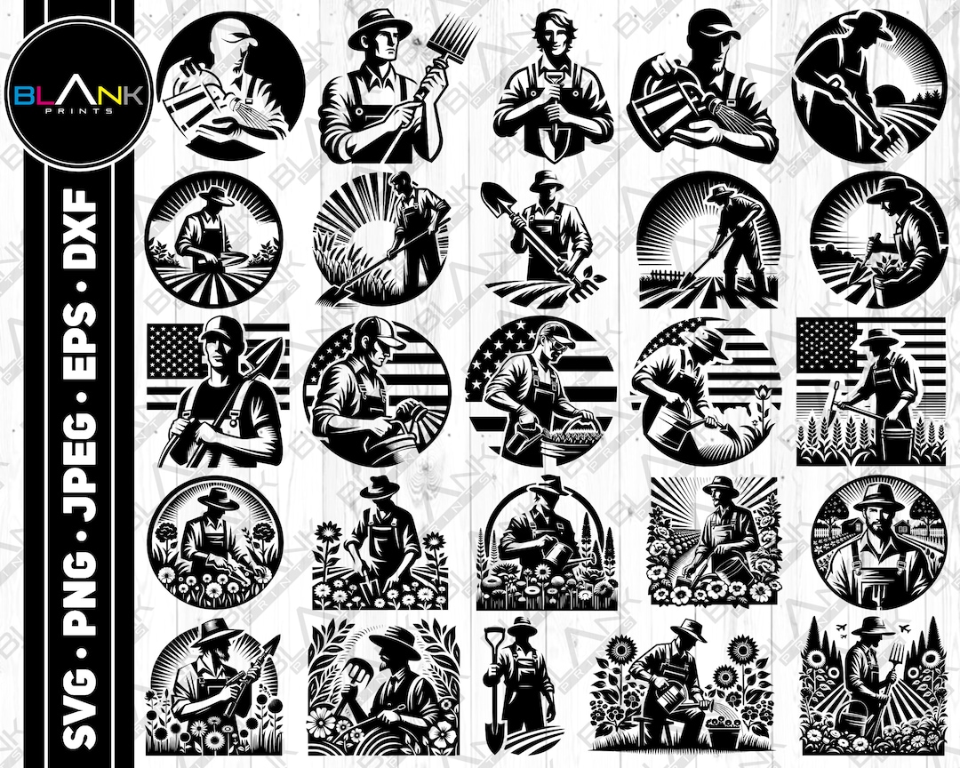 Gardener SVG Bundle: Planting & Flower Garden Vectors (digital Download ...