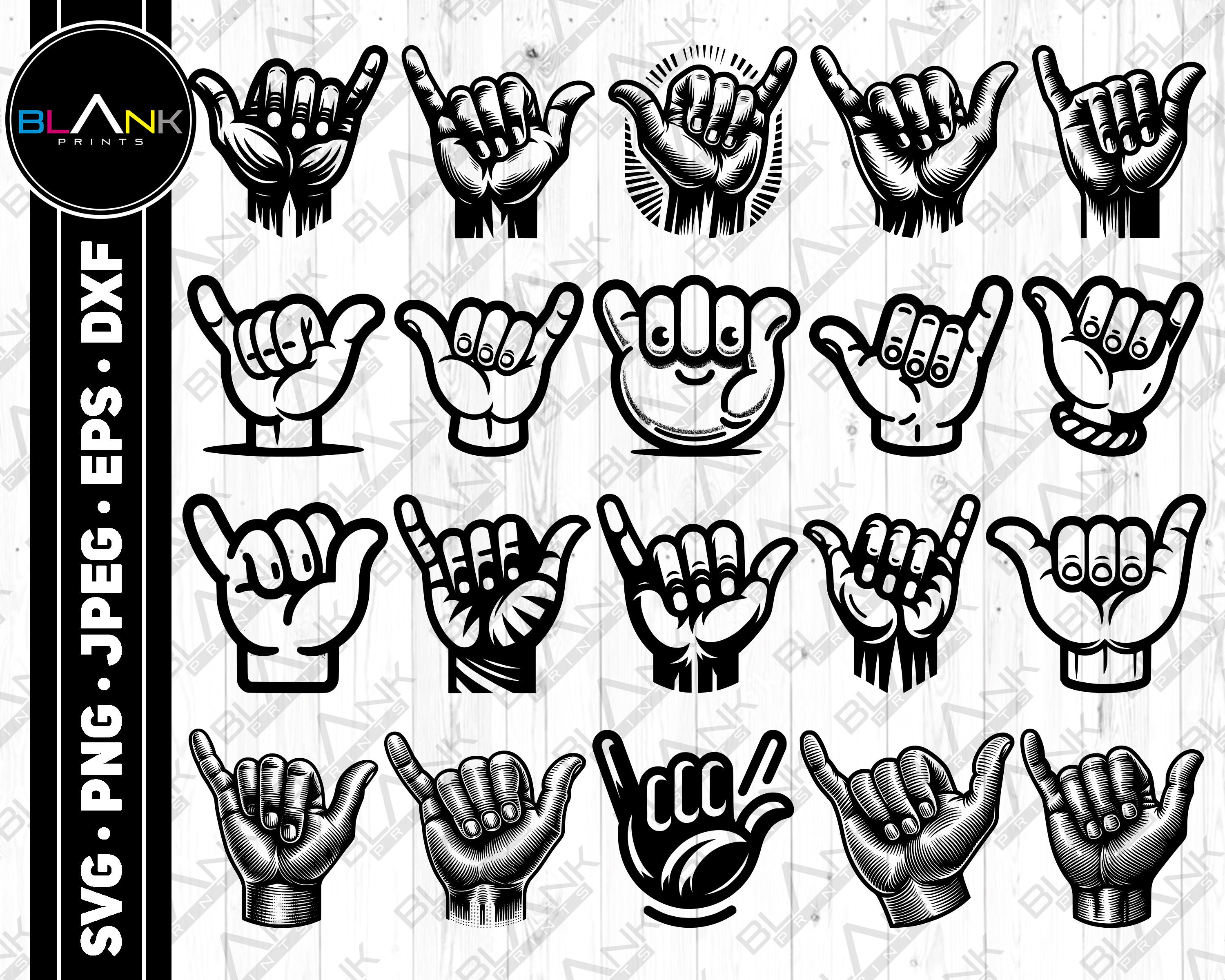 Shaka Hand Bundle Svg Png Jpeg Eps Dxf Vector Bundle Silhouette Cricut ...