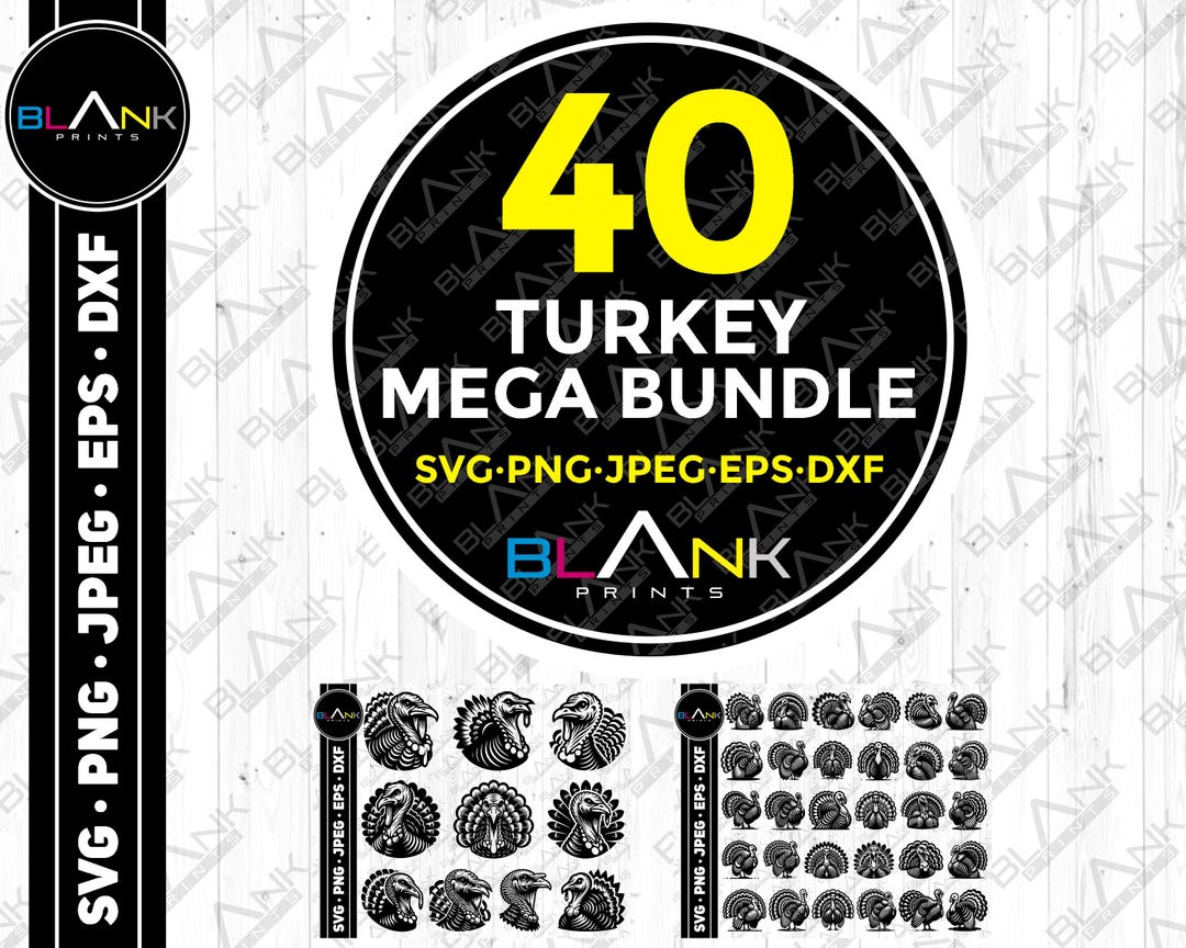 Turkey Mega Bundle Svg Png Jpeg Eps Dxf Engrave Silhouette Clipart ...