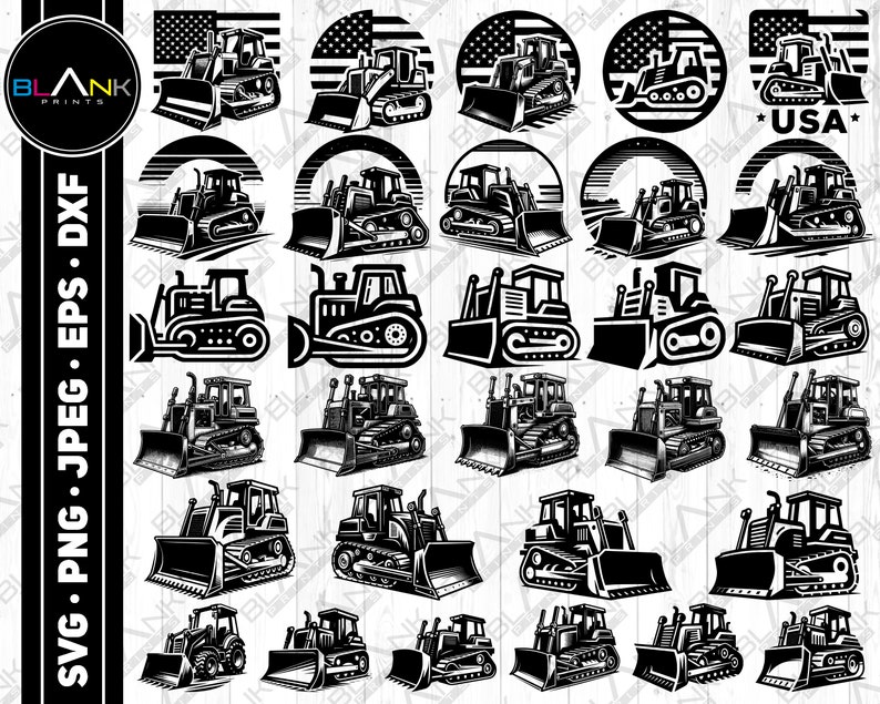 Bulldozer Bundle Svg Png Jpeg Eps Dxf Bundle Silhouette Cricut ...