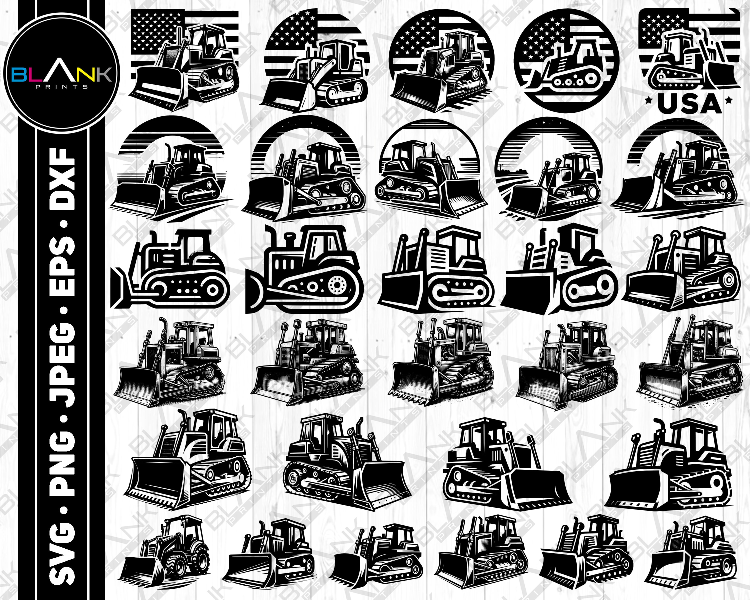 Bulldozer SVG Bundle: Truck Clipart for Cricut Silhouette (digital ...